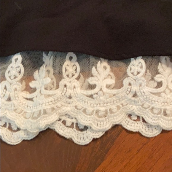 AB Studio | Tops | Ab Studio Black Top With Lace Hem | Poshmark
